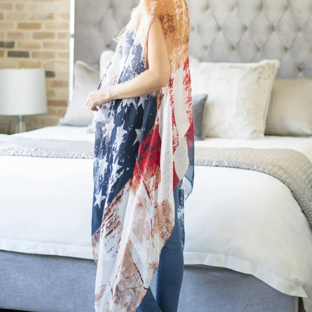 Jackets & Coats | Abstract Usa Flag Vestkimono | Poshmark